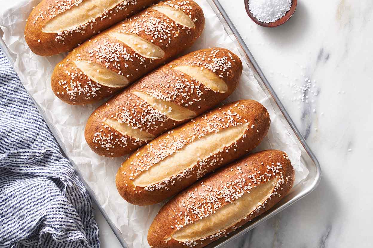 Pretzel Sandwich Buns Recipe King Arthur Flour Pretzel Sandwich Buns Recipe King Arthur Flour